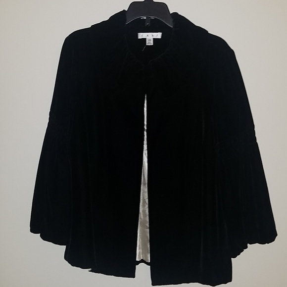 CAbi | Jackets & Coats | Cabi Black Velvet Capelet Jacket | Poshmark